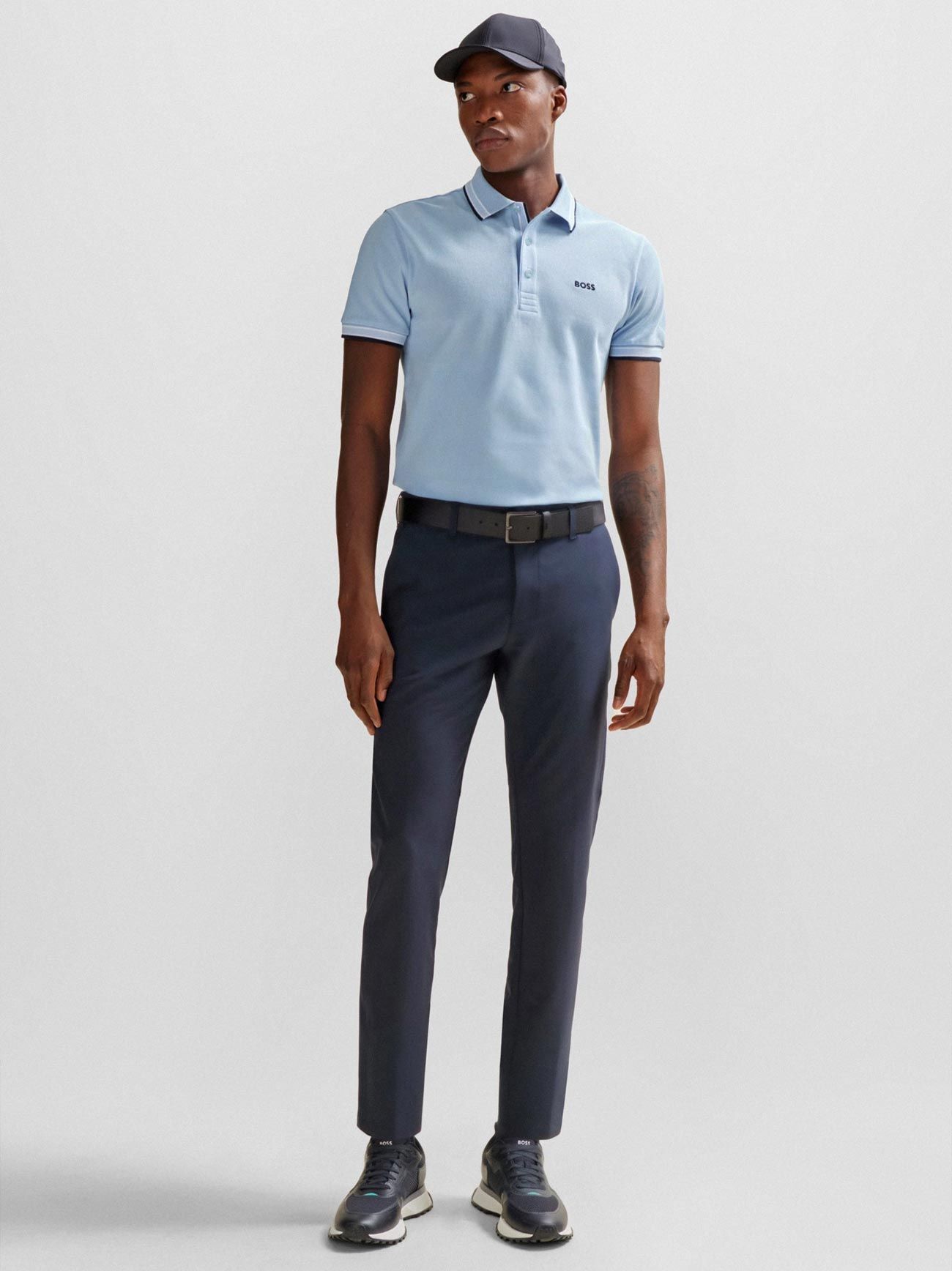 BOSS Mens Light Pastel Blue Paddy Polo Shirt | Designerwear