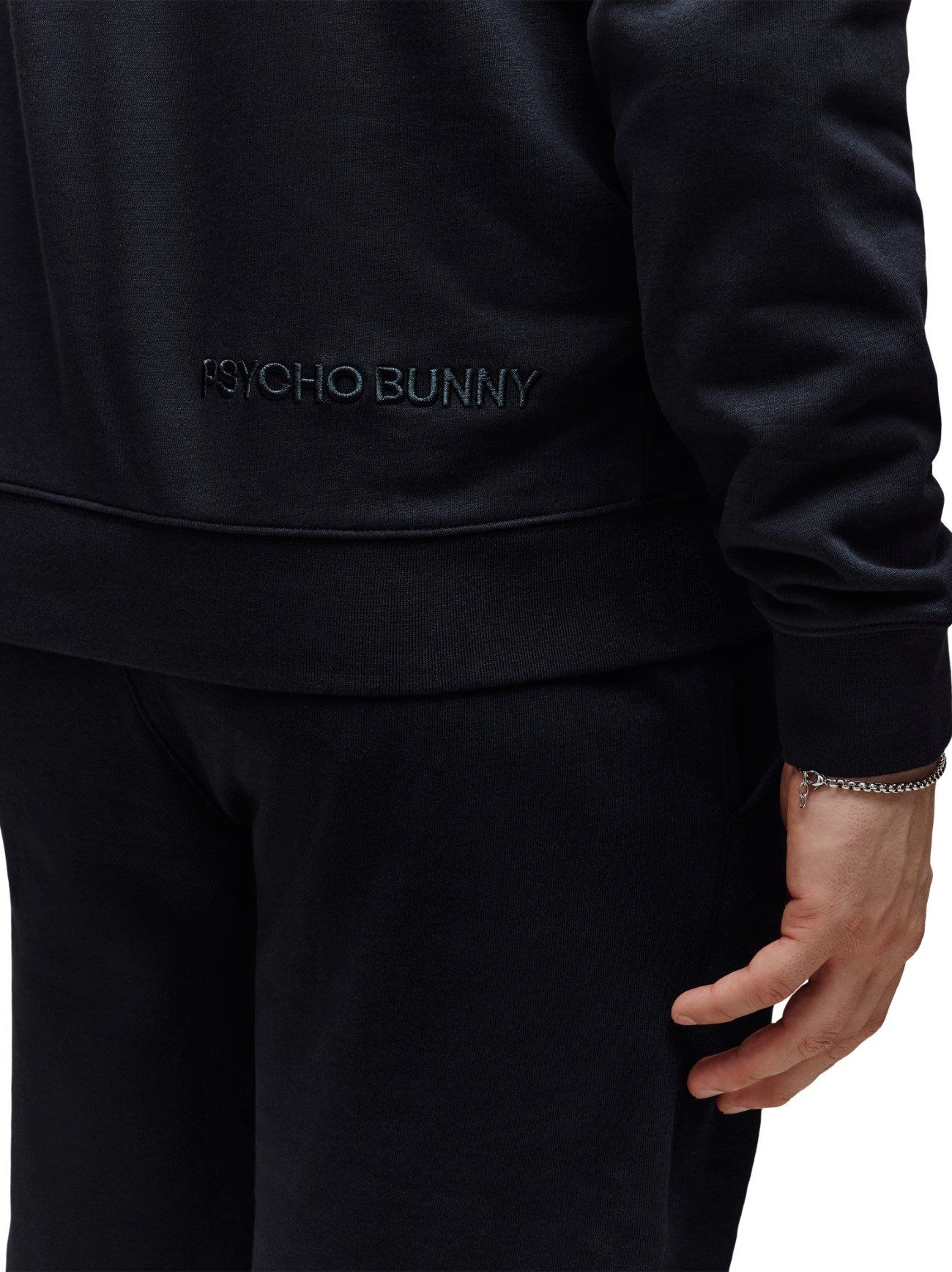 Psycho Bunny Mens Black Ryder Embroidered Hoodie | Designerwear