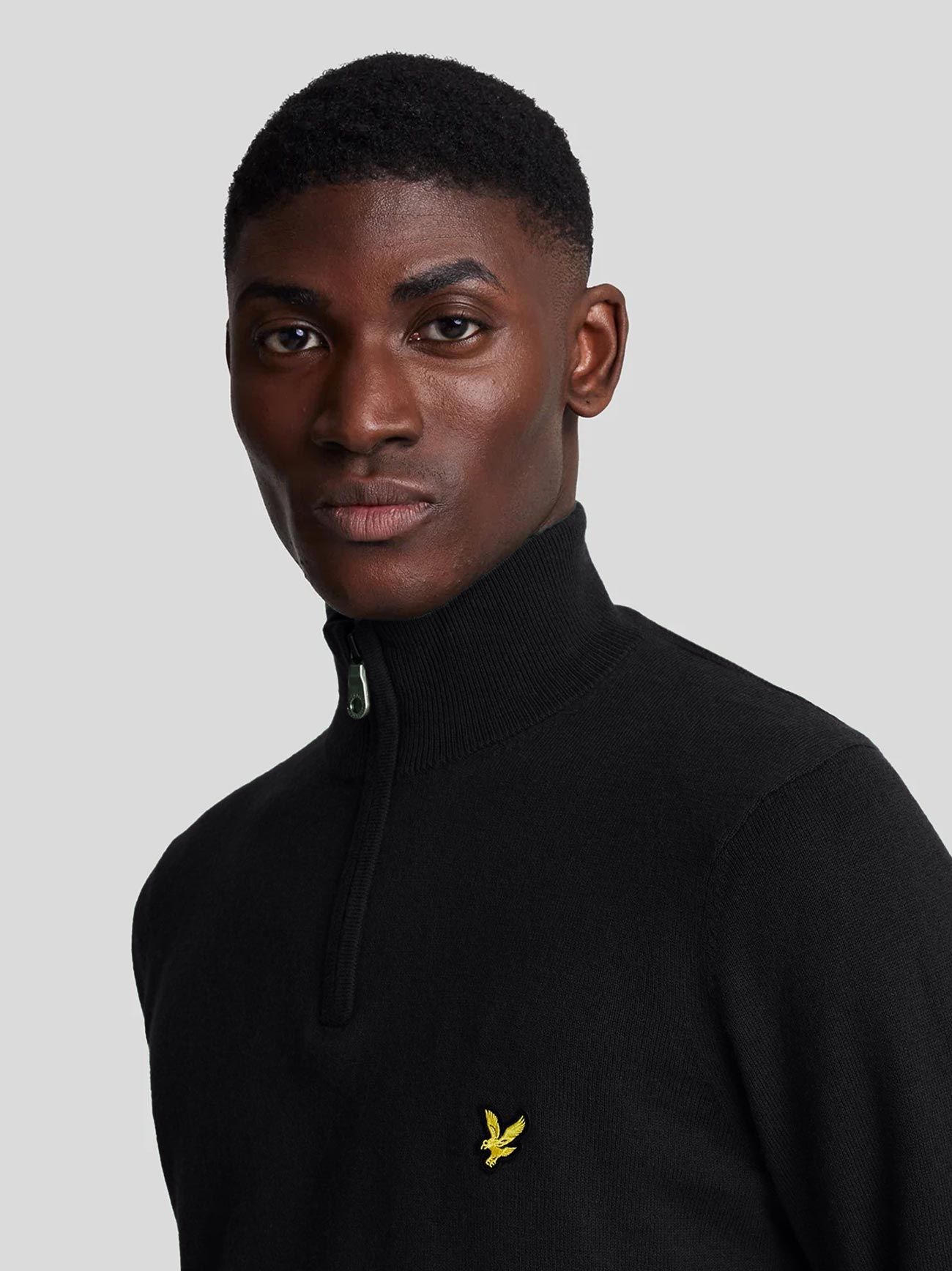 Lyle and Scott Mens Jet Black Cotton Merino Quarter Zip Sweatshirt ...