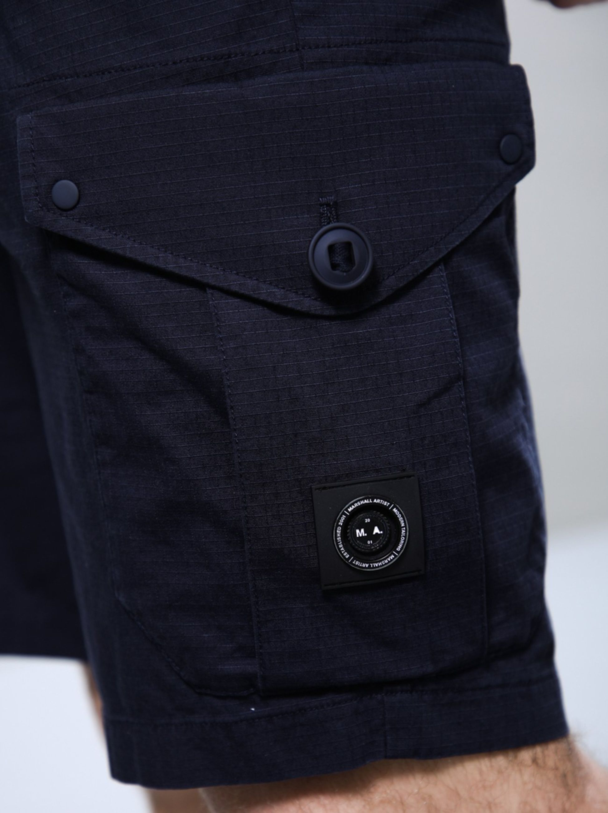 Marshall Artist Mens Navy Ainsdale Cargo Short | Designerwear