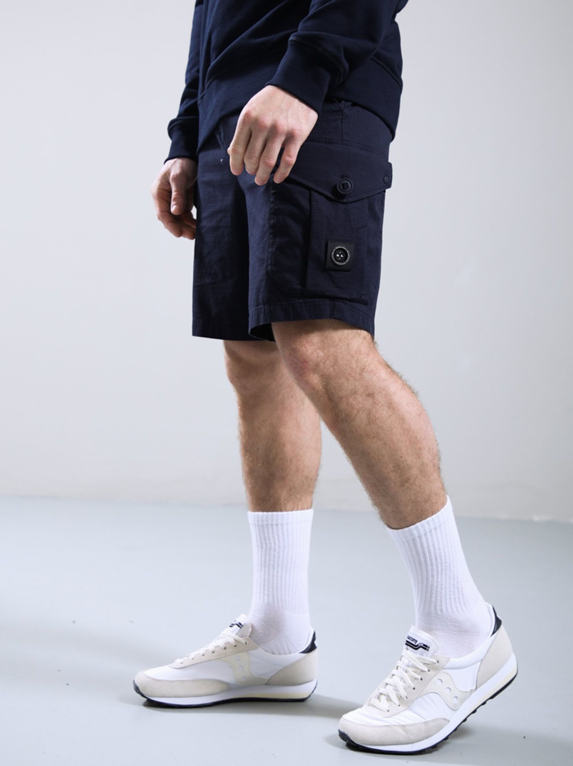 Marshall Artist Mens Navy Ainsdale Cargo Short | Designerwear